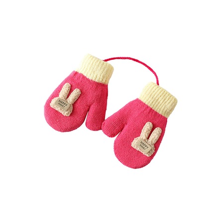 Manusi cu snur pentru copii, model calduros si vesel, tematica happy baby, marime 1 – 3 ani, roz ...