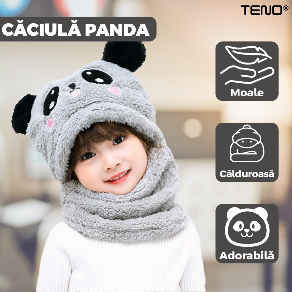 Caciula Pentru Copii Tip Cagula Teno®, 2 in 1, tematica lumea ...