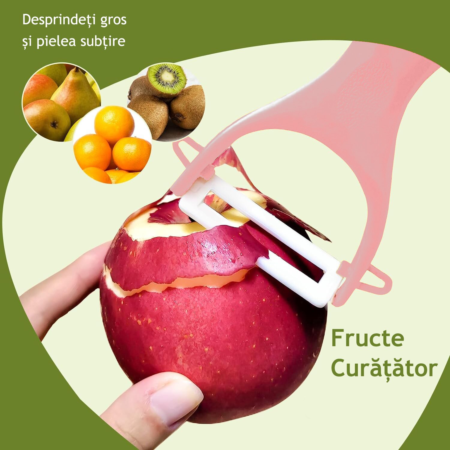 Curatator pentru legume si fructe Ceramica, Roz - eMAG.ro