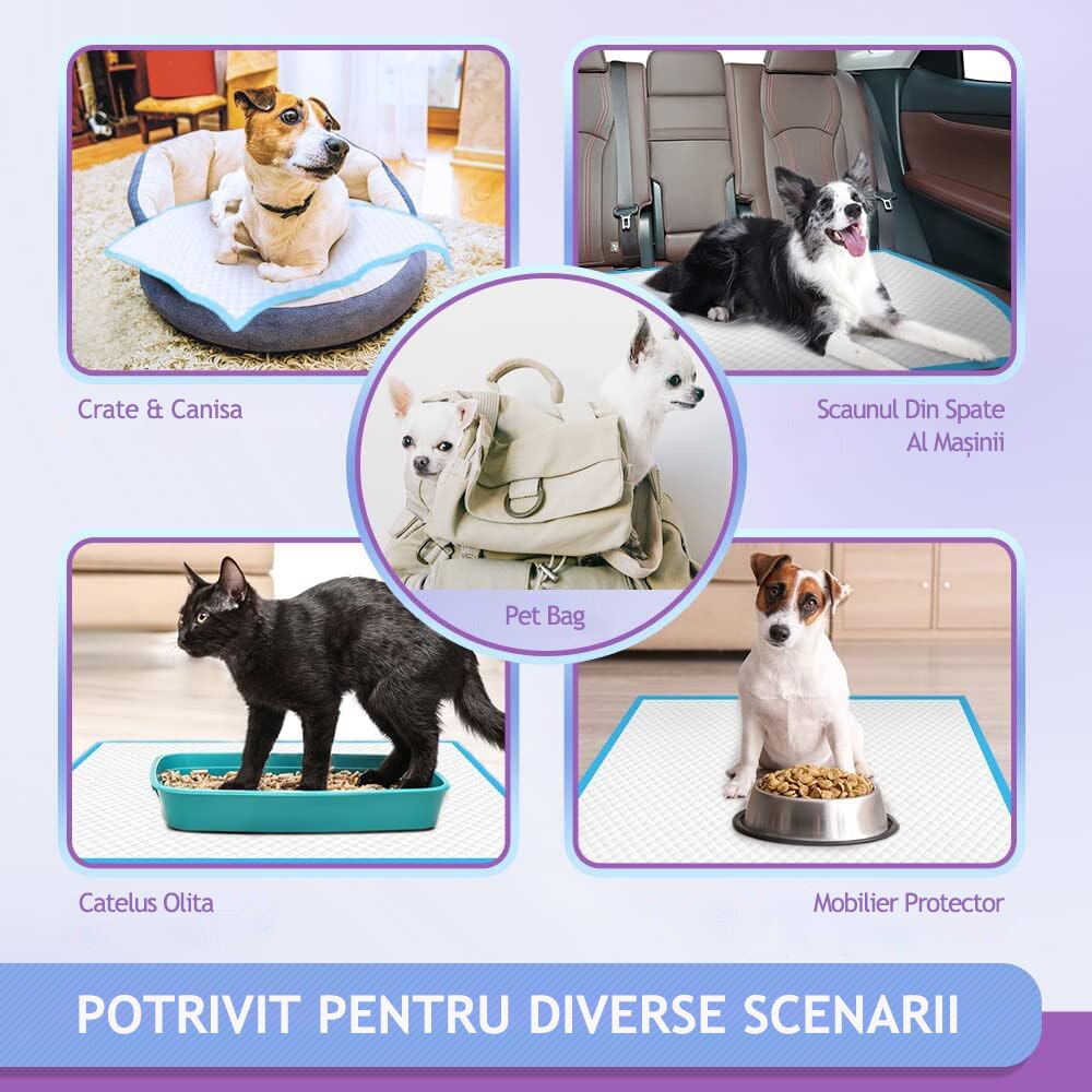 Set 50 covorase absorbante igienice pentru caini, 45 x 60 cm, Alb - eMAG.ro