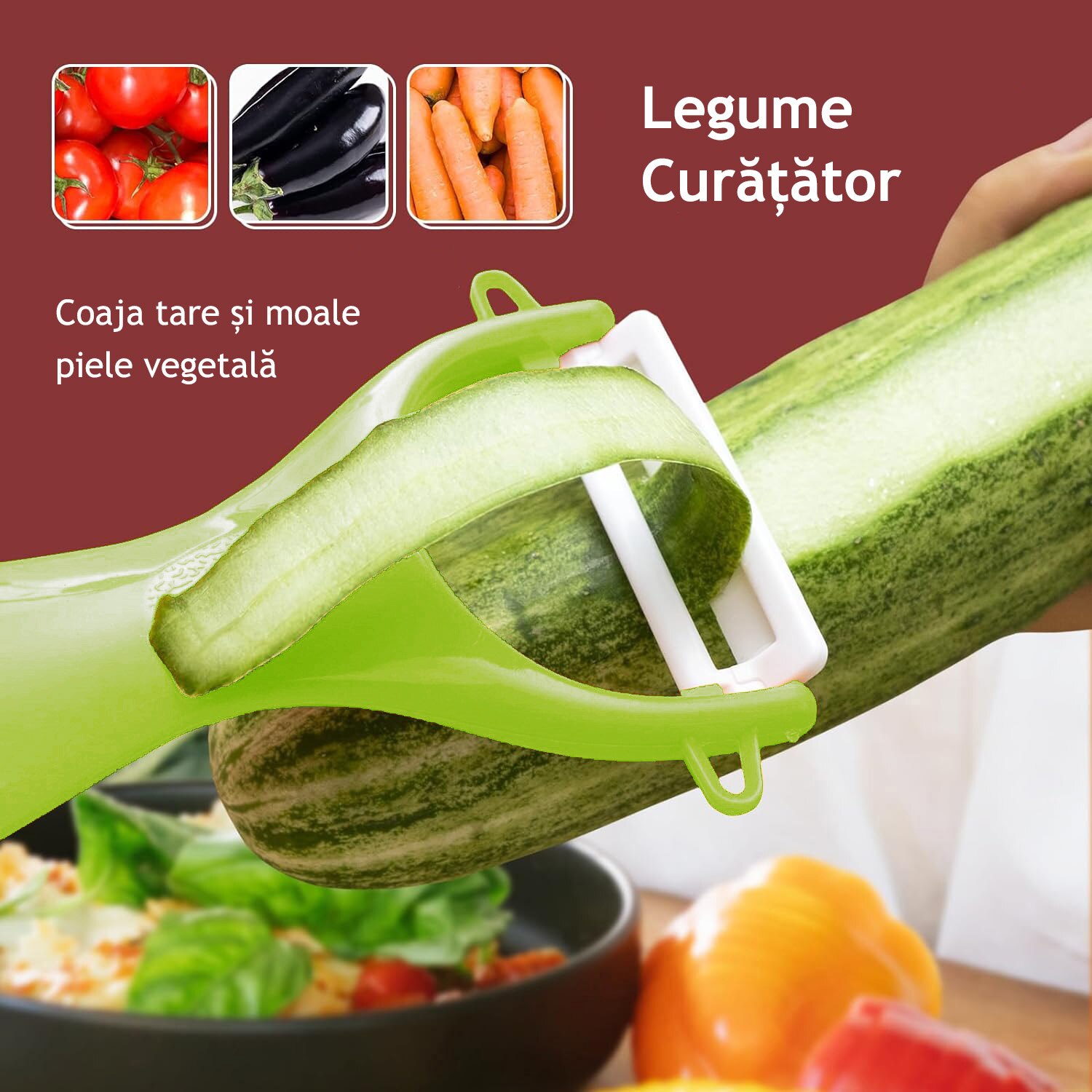 Curatator pentru legume si fructe, Ceramica, Verde - eMAG.ro