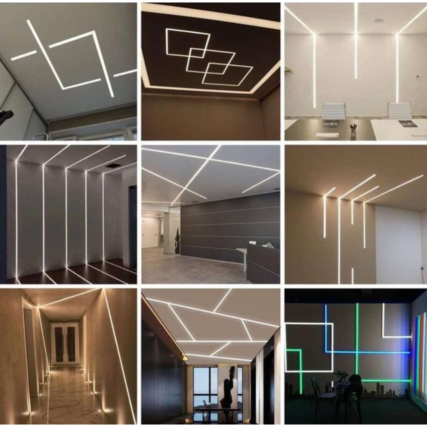 Profil LED aluminiu de rigips incastrat 2 metri, pentru benzi led, cu ...