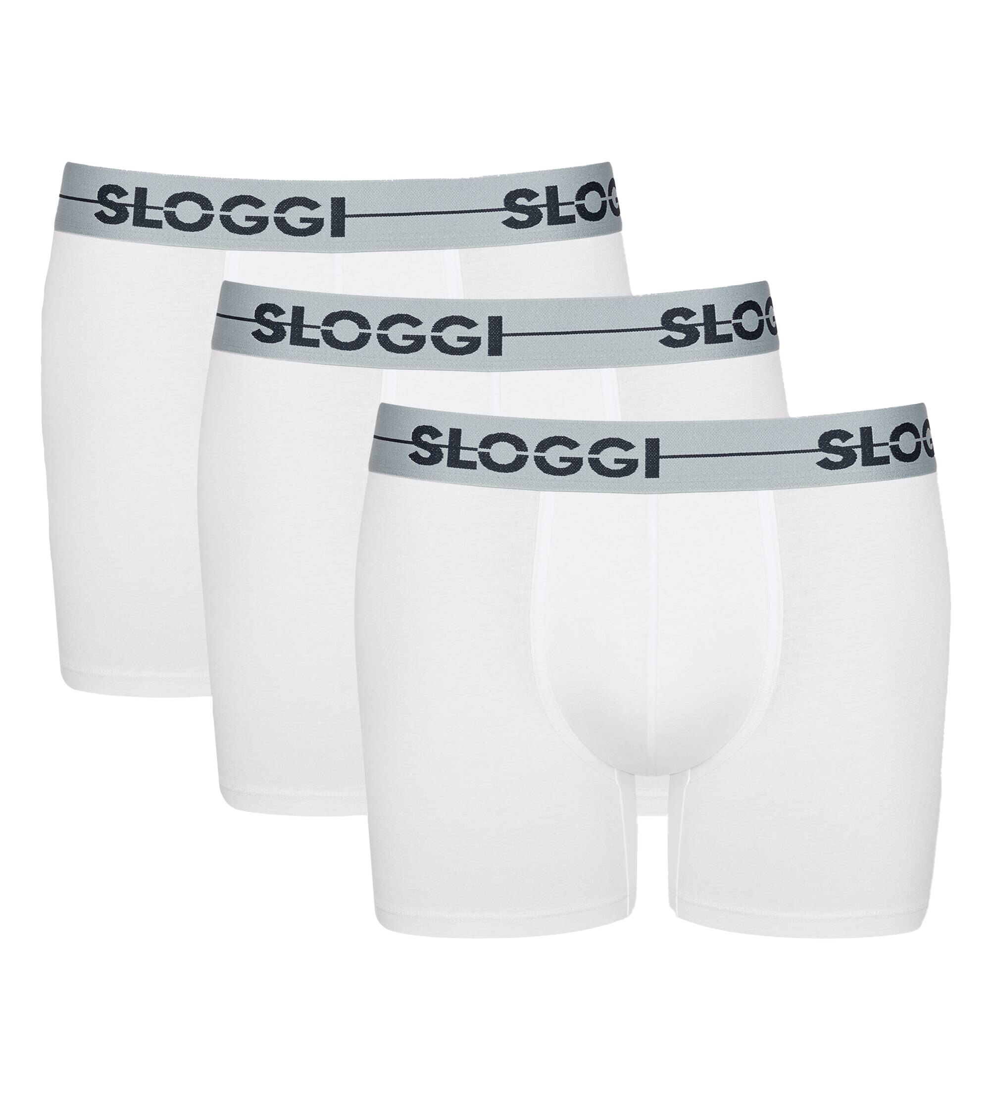 Sloggi, Set de boxeri cu banda logo in talie - 3 perechi, Alb, S - eMAG.ro