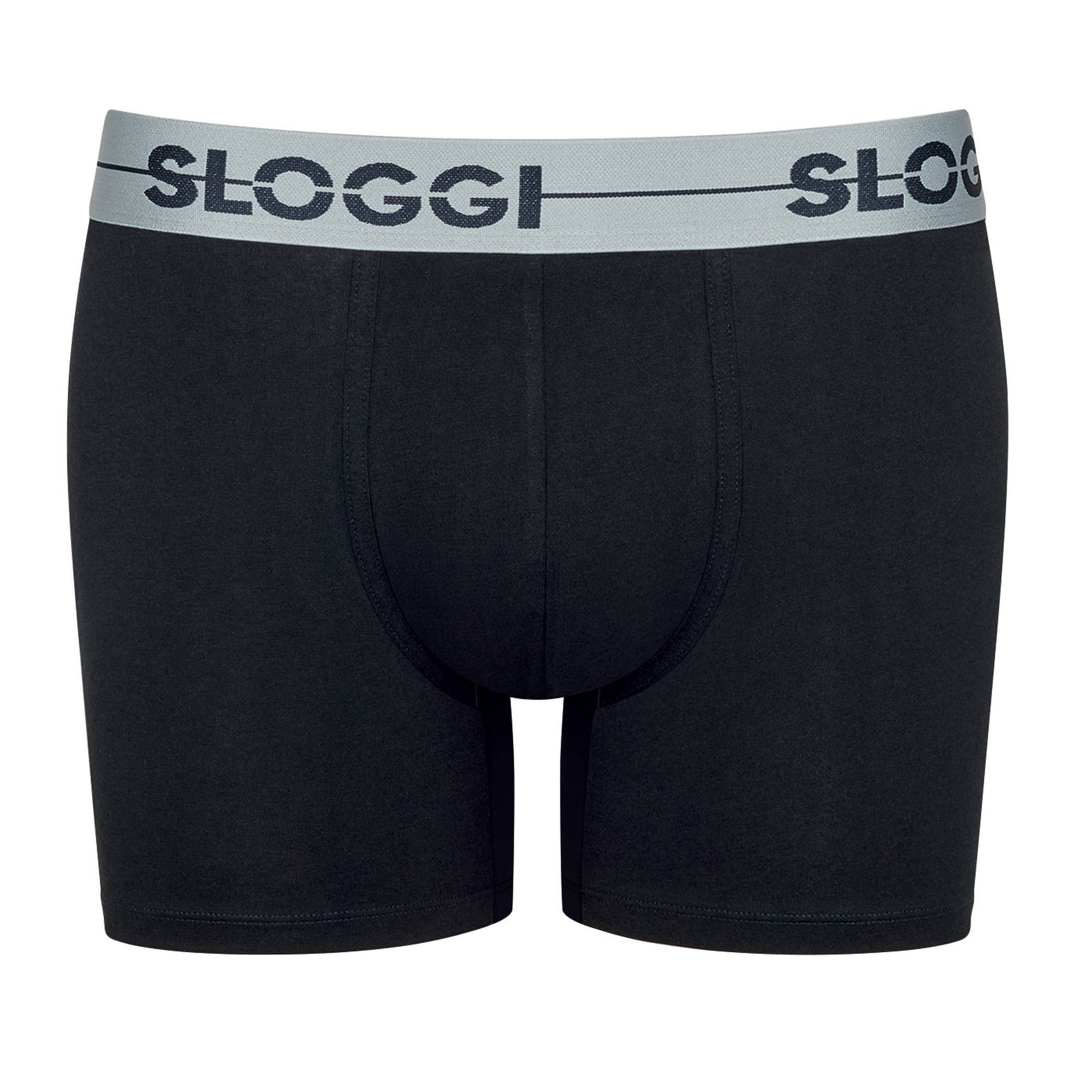 Sloggi, Set de boxeri cu banda logo in talie - 3 perechi, Negru, S ...