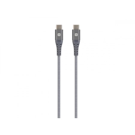 Cablu telefon, Skross, USB-C - USB-C, Impletitura metalica, 1,20 m, Gri ...