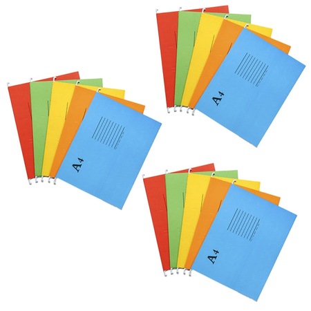 Set 15 Dosar suspendat din carton, AllizBan, A4, cu eticheta, 5 culori ...