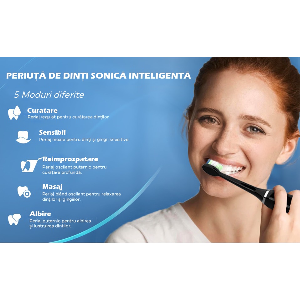 Звукова електрическа четка за зъби за възрастни New 2023 Jtf P300 бяла с 48 000 вибрации в