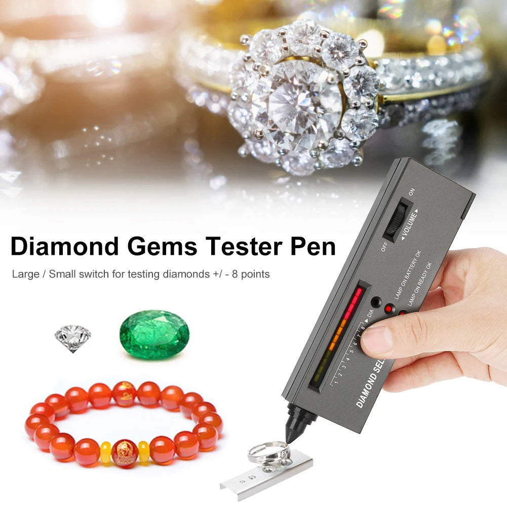 Tester diamant, ABS, display LCD, portabil, indicator LED, 8 puncte ...