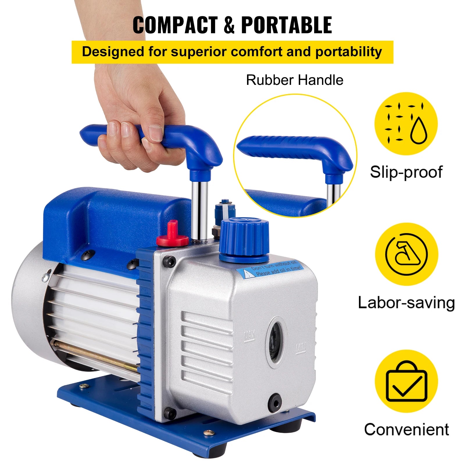 Вакуумна помпа, 220V, 5PA, 12CFM, 1HP, син - eMAG.bg