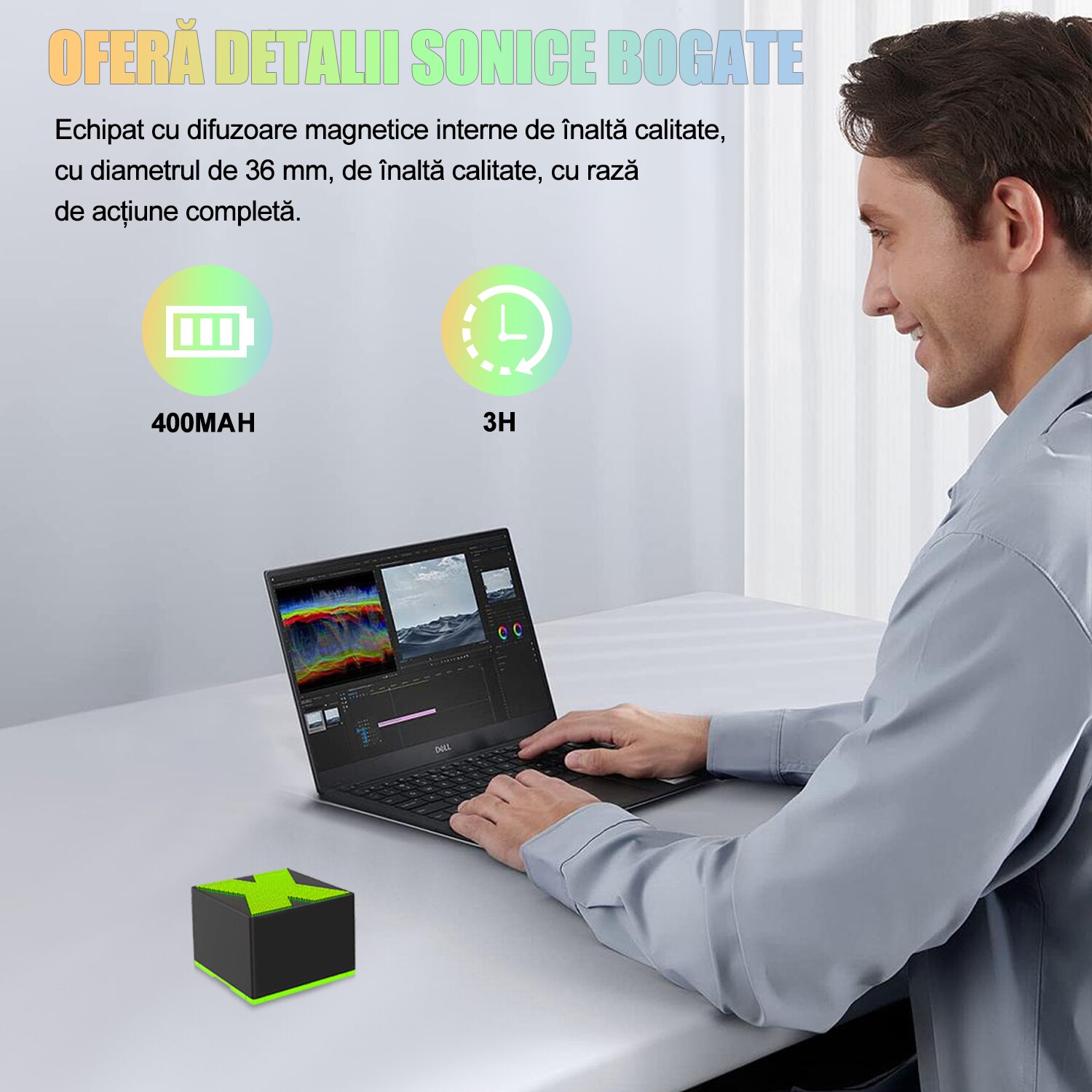 Boxa portabila Wireless SDLOGAL, Bluetooth 5.0, Fast-Pair, Super Bass ...