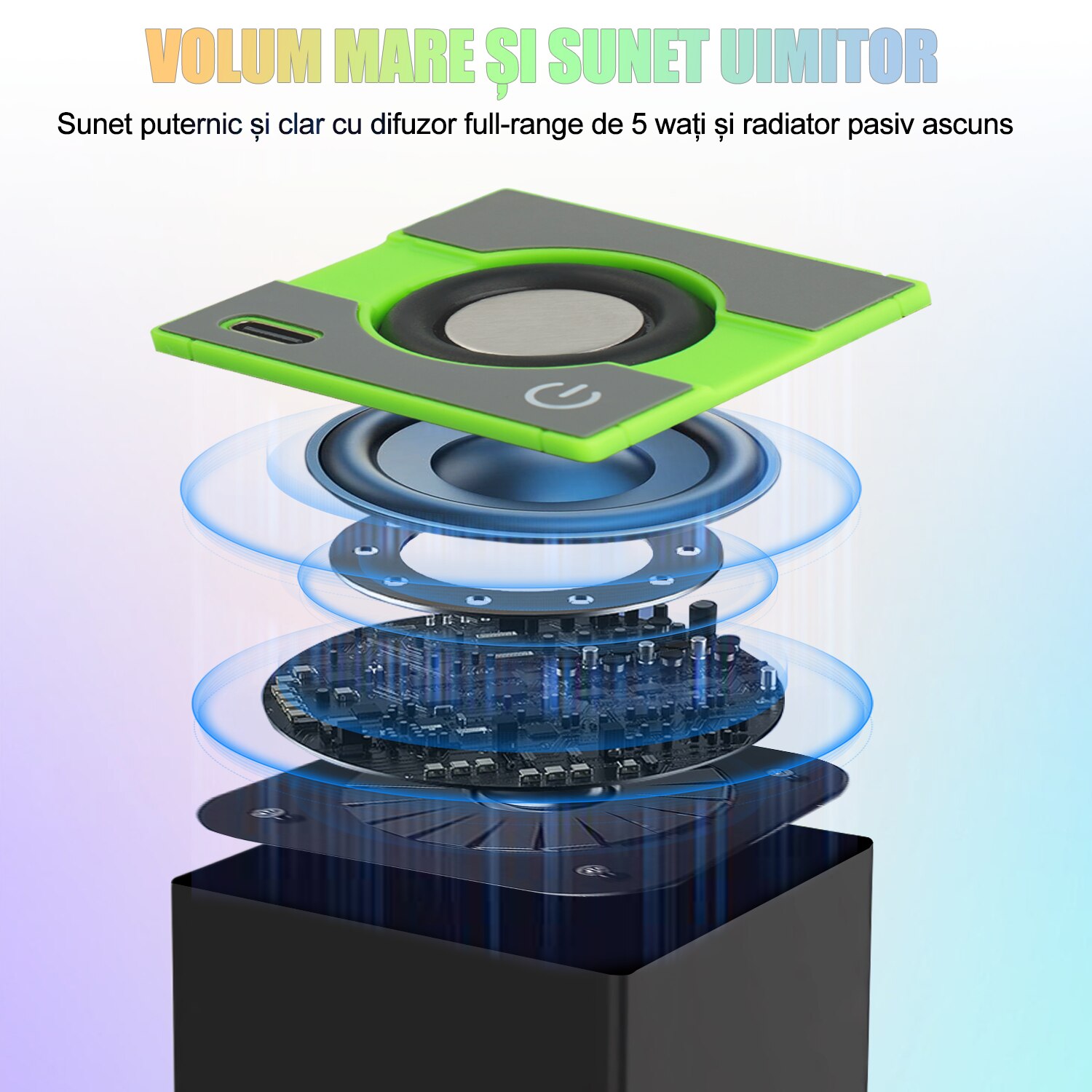 Boxa portabila Wireless SDLOGAL, Bluetooth 5.0, Fast-Pair, Super Bass ...