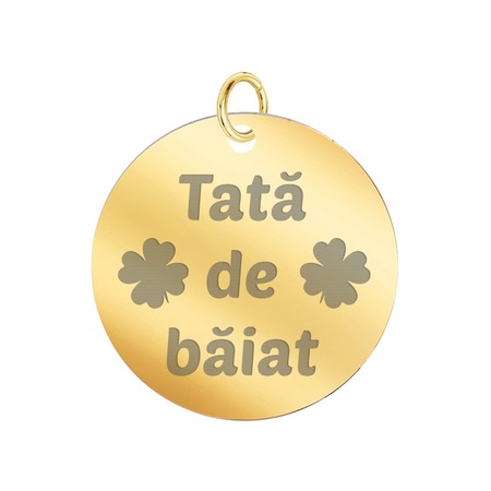 Martisor Pandantiv Inox Banut Auriu Tata de baiat - eMAG.ro