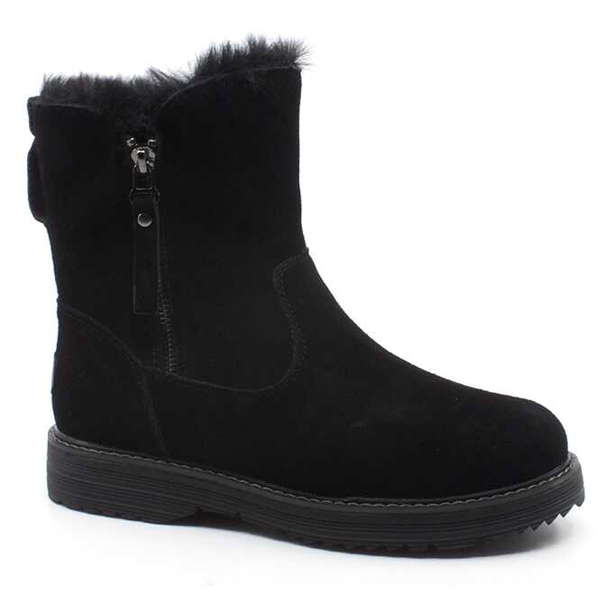 Botine dama cu blanita, Maria Conti, piele intoarsa, negru, 39 - eMAG.ro