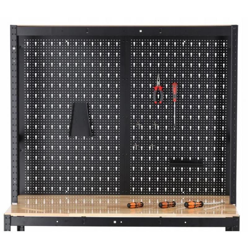 Masa de lucru, atelier, metalica, cu panouri pentru scule, 2 rafturi ...