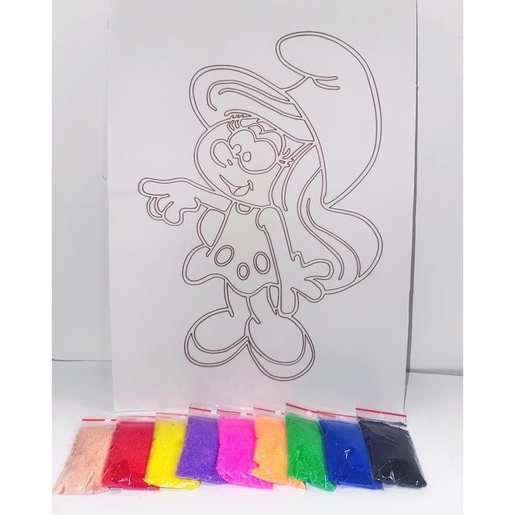 Plansa cu nisip colorat si sclipici, desen sand art, mare din carton ...