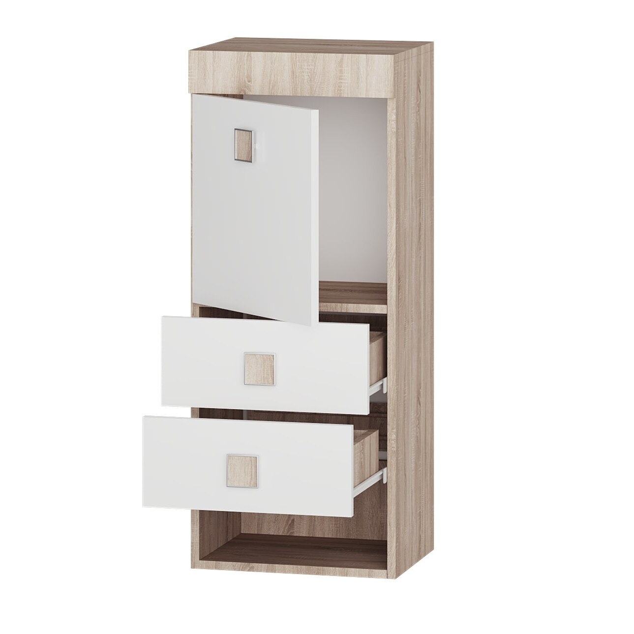 Modul living Sonata cu sertare Everest, Stejar Sonoma/Alb, 40x32x97 cm - eMAG.ro