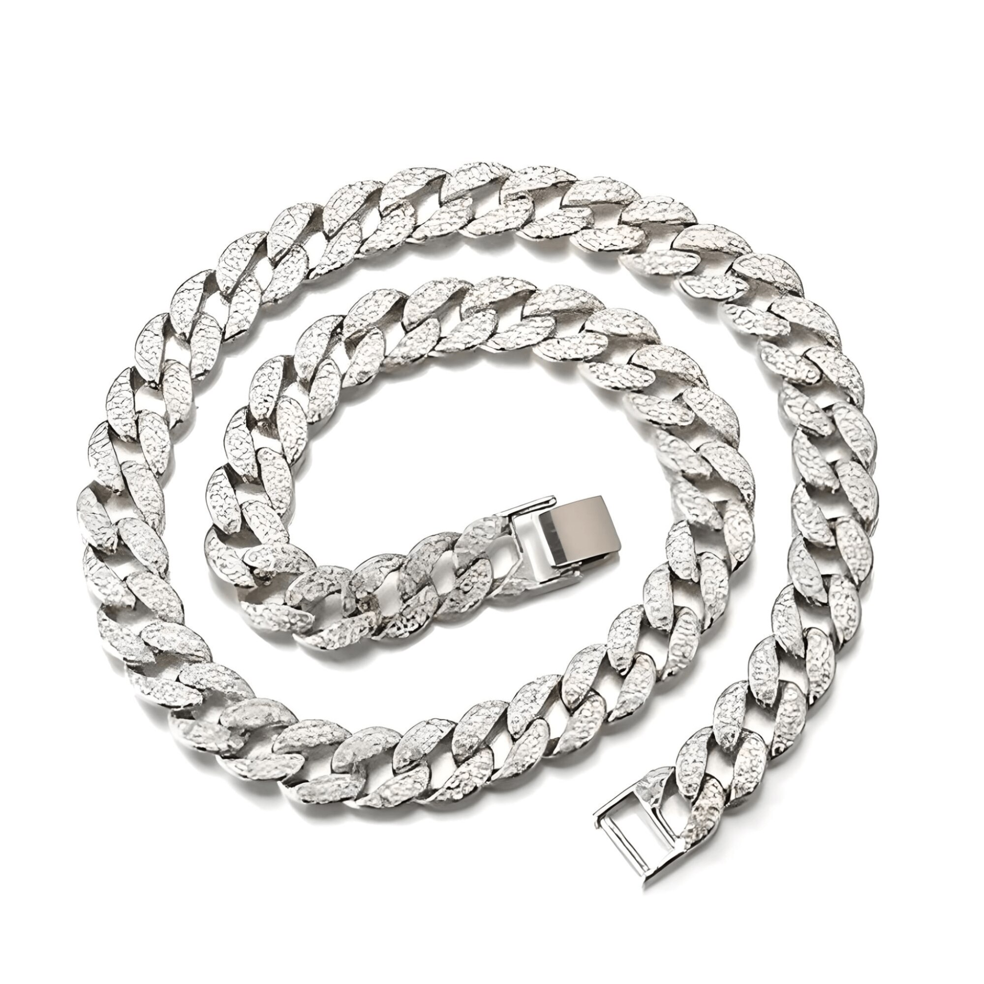 Set Ceas Iced Out Silver Green + Colier Cuban Chain Iced out, insertii ...