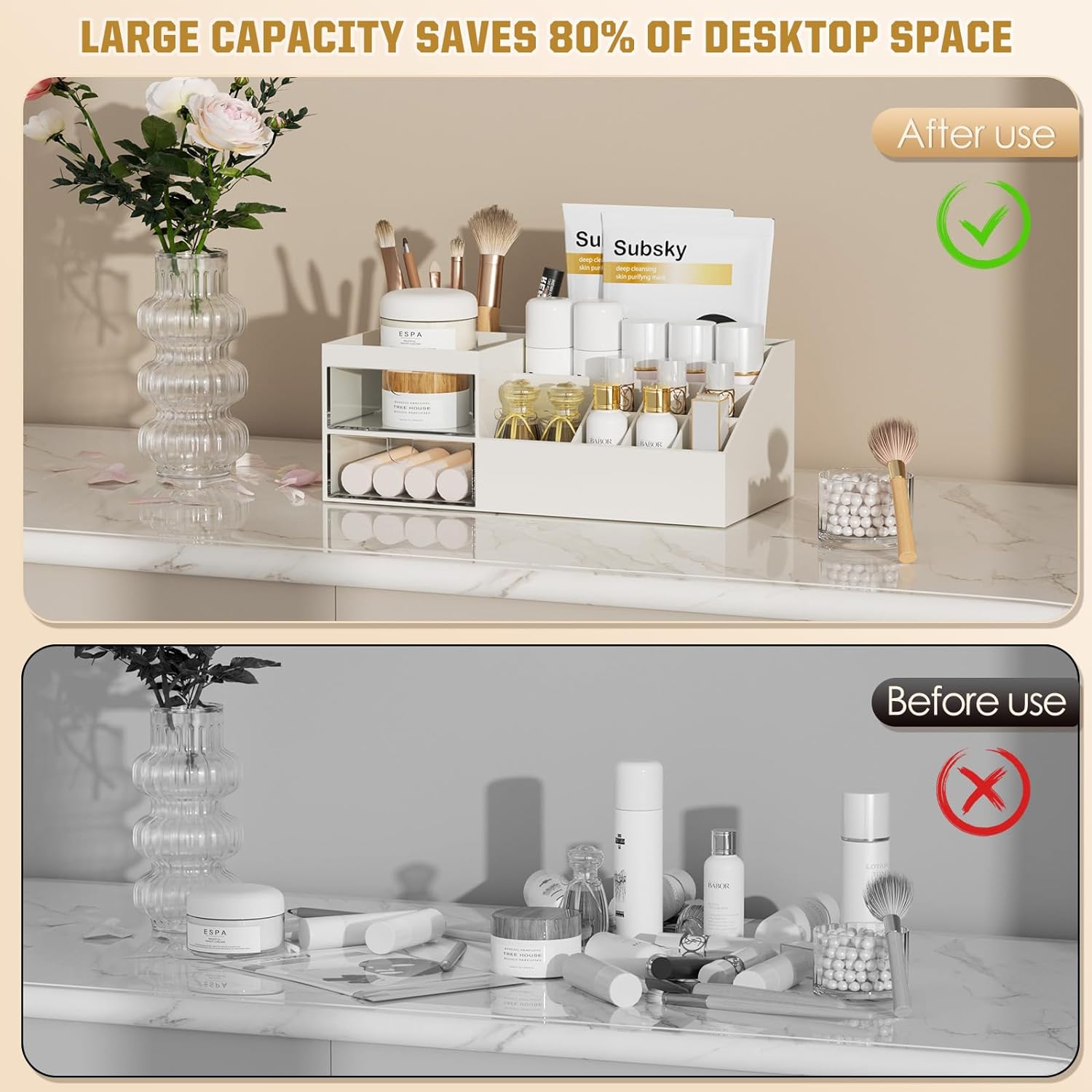 Kozmetikai rendszerező, MunDeir®, 24,5 x 12 x 9,1 cm - eMAG.hu