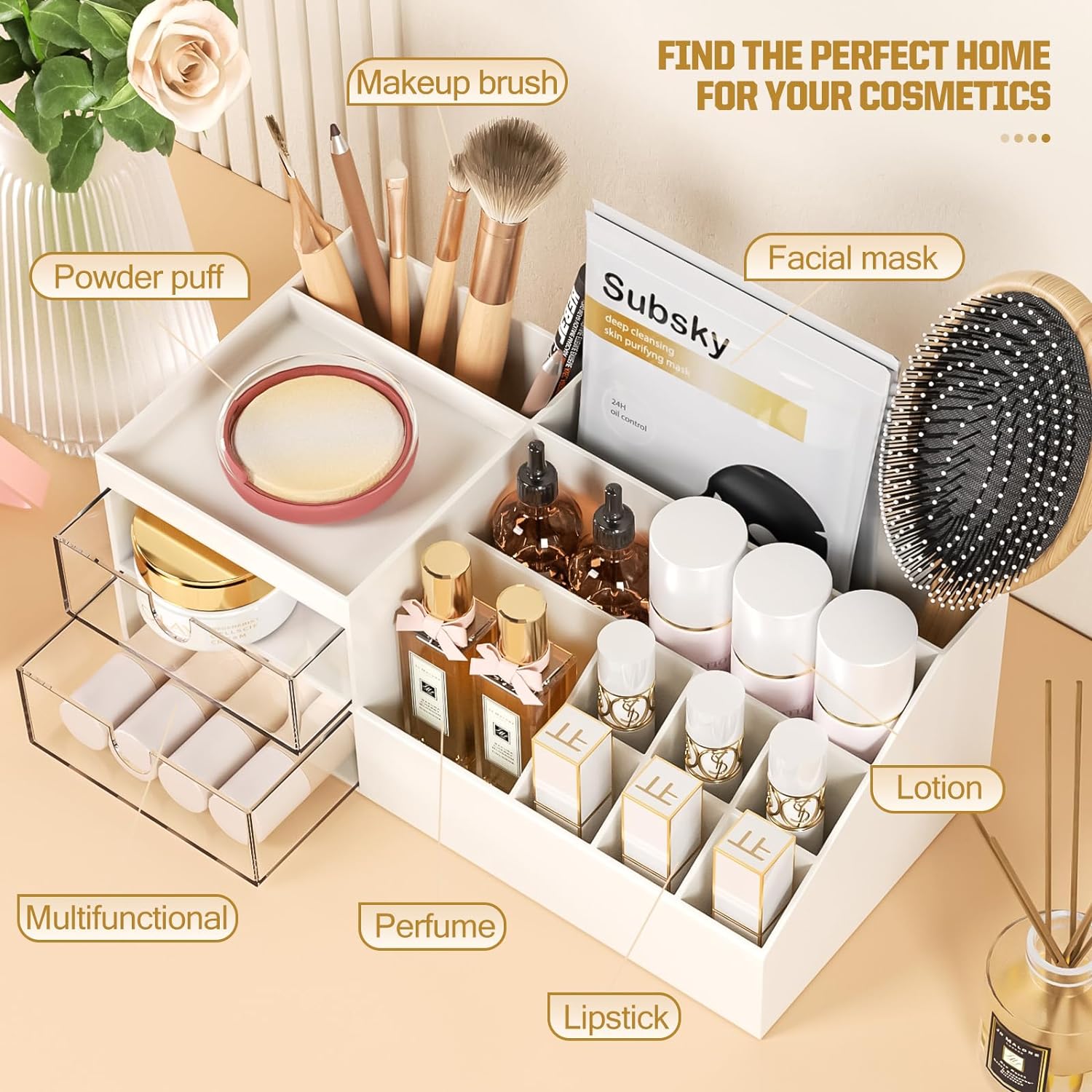 Kozmetikai rendszerező, MunDeir®, 24,5 x 12 x 9,1 cm - eMAG.hu