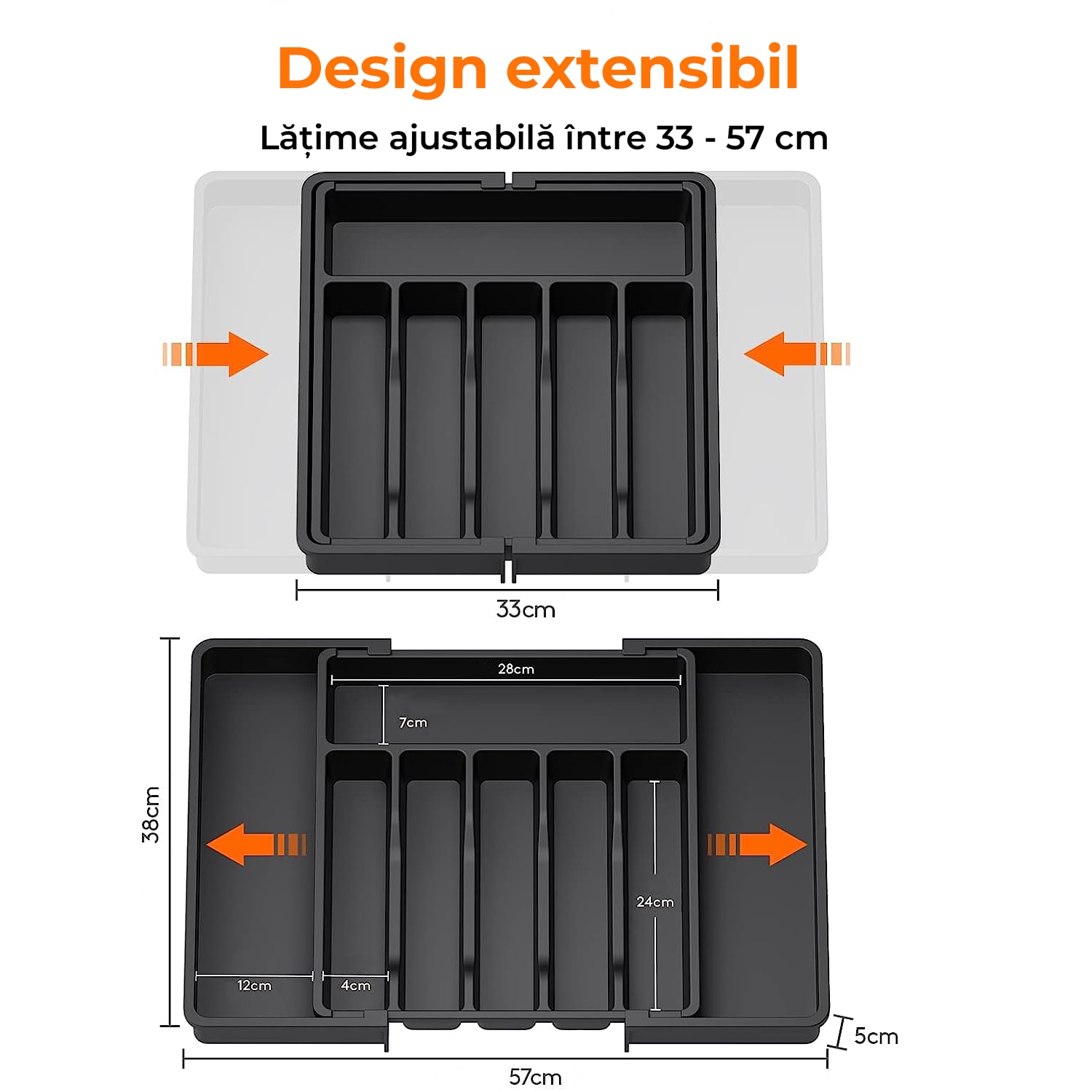 Organizator Extensibil Elindor® pentru Depozitare Tacamuri si Ustensile ...