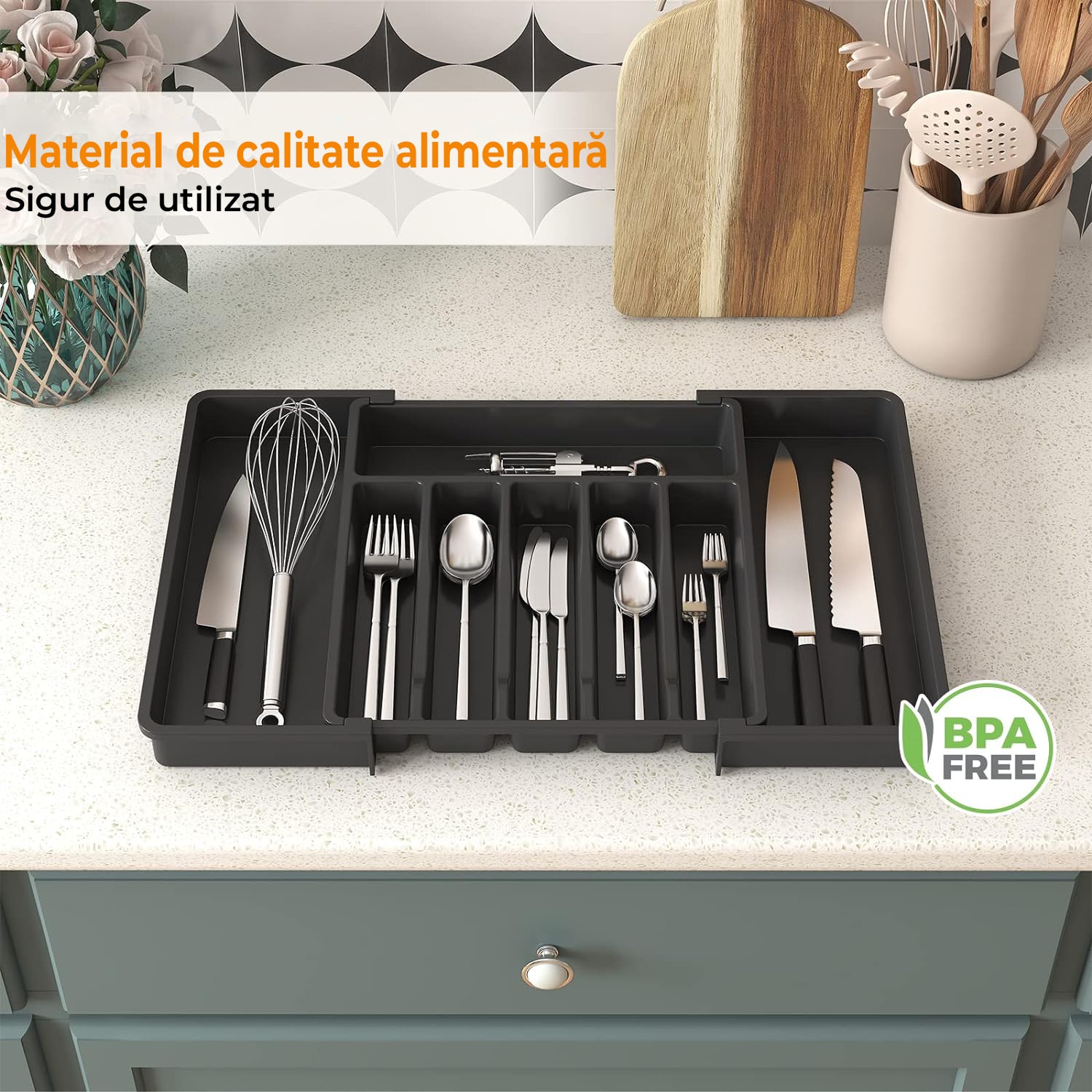 Organizator Extensibil Elindor® pentru Depozitare Tacamuri si Ustensile ...