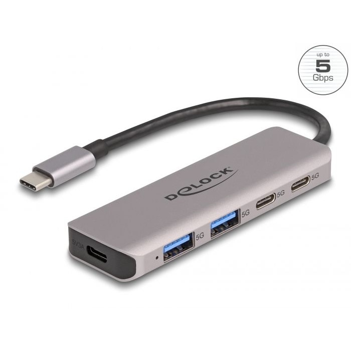 Хъб с Usb Type C конектор Delock 2x Usb Type C 2x Type A 5 Gbps