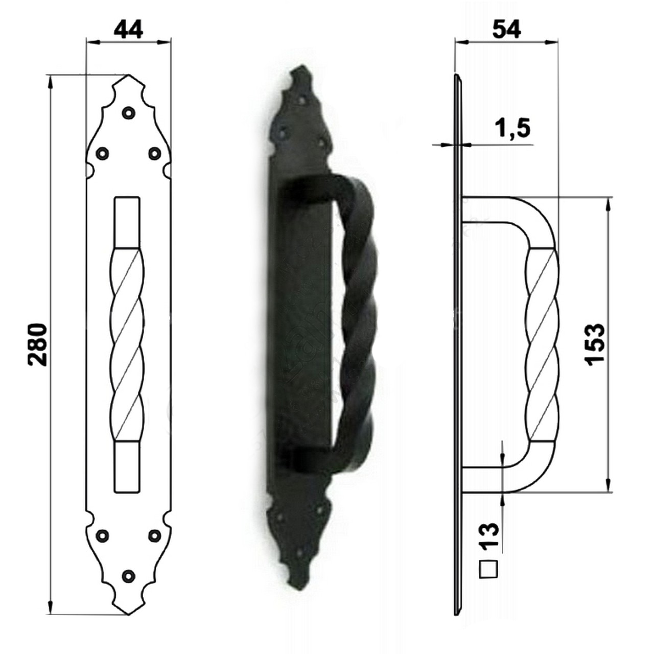 Maner de tragere, rustic, negru, Fix, 280x45 mm - eMAG.ro