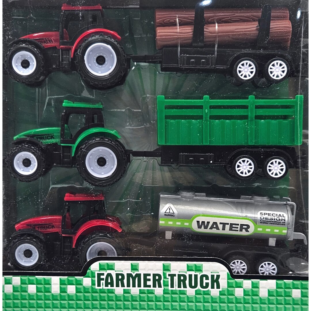 Set 3 Tractorase cu remorca, Plastic, 21.5 cm - eMAG.ro