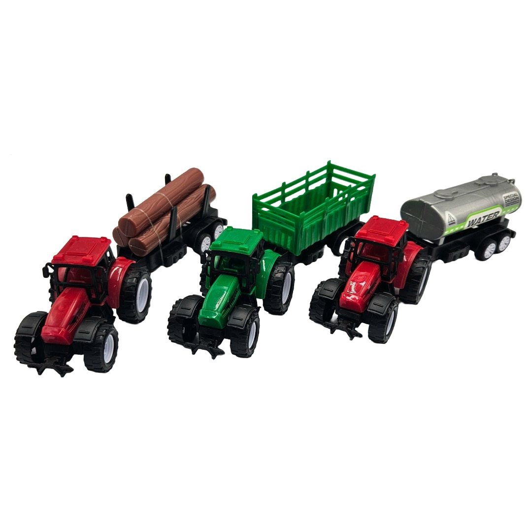 Set 3 Tractorase cu remorca, Plastic, 21.5 cm - eMAG.ro