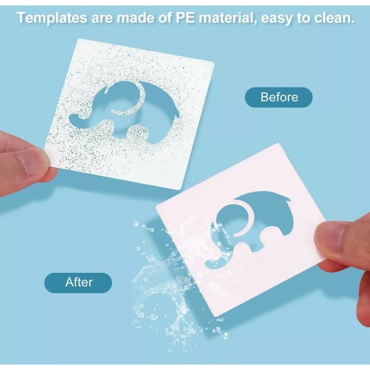 Set Creion Aerograf cu acumulator, Albastru, 12 culori si template-uri ...