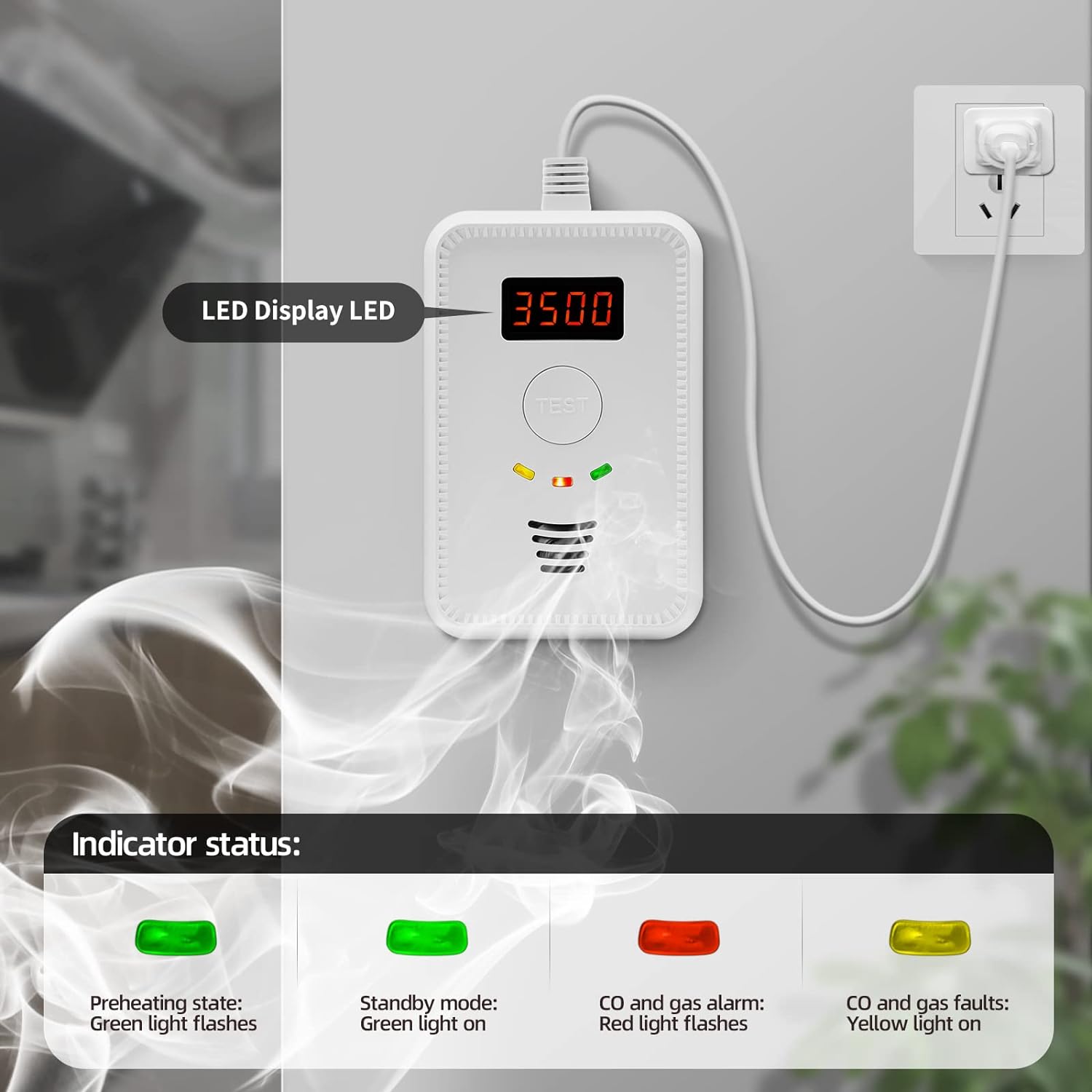 Detector de gaze naturale, LLWL, Plastic, Alb - eMAG.ro