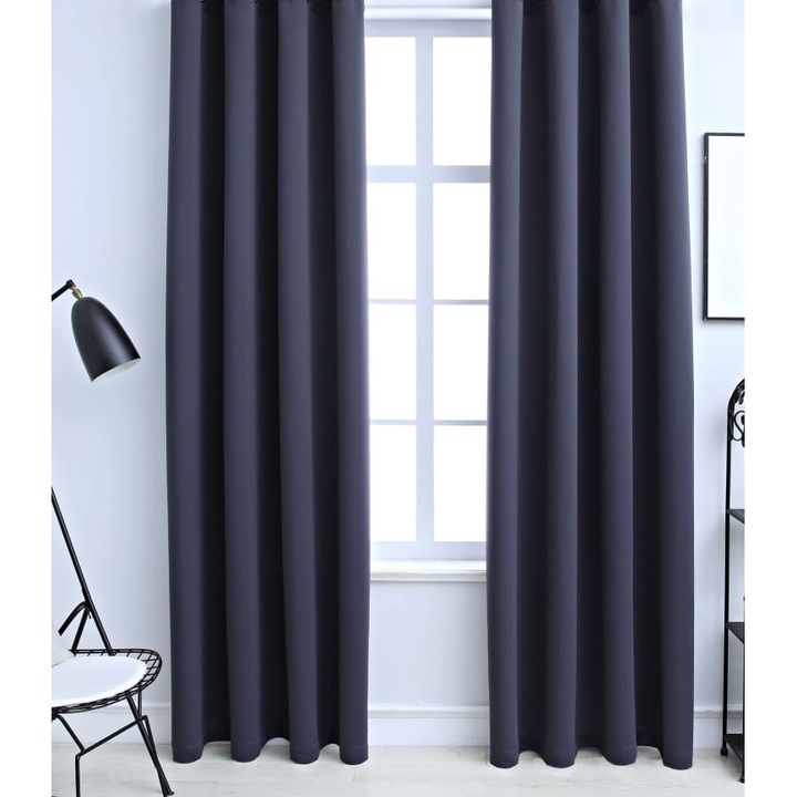 Set 2 bucati draperie SereDesign material tip Blackout culoare Gri ...