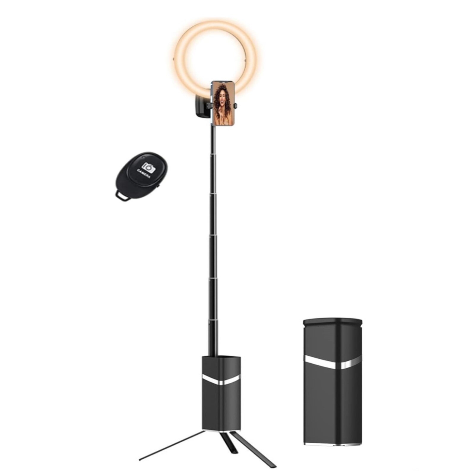 Селфи стик, WALALLA, с дистанционно управление, 10 инча LED ...