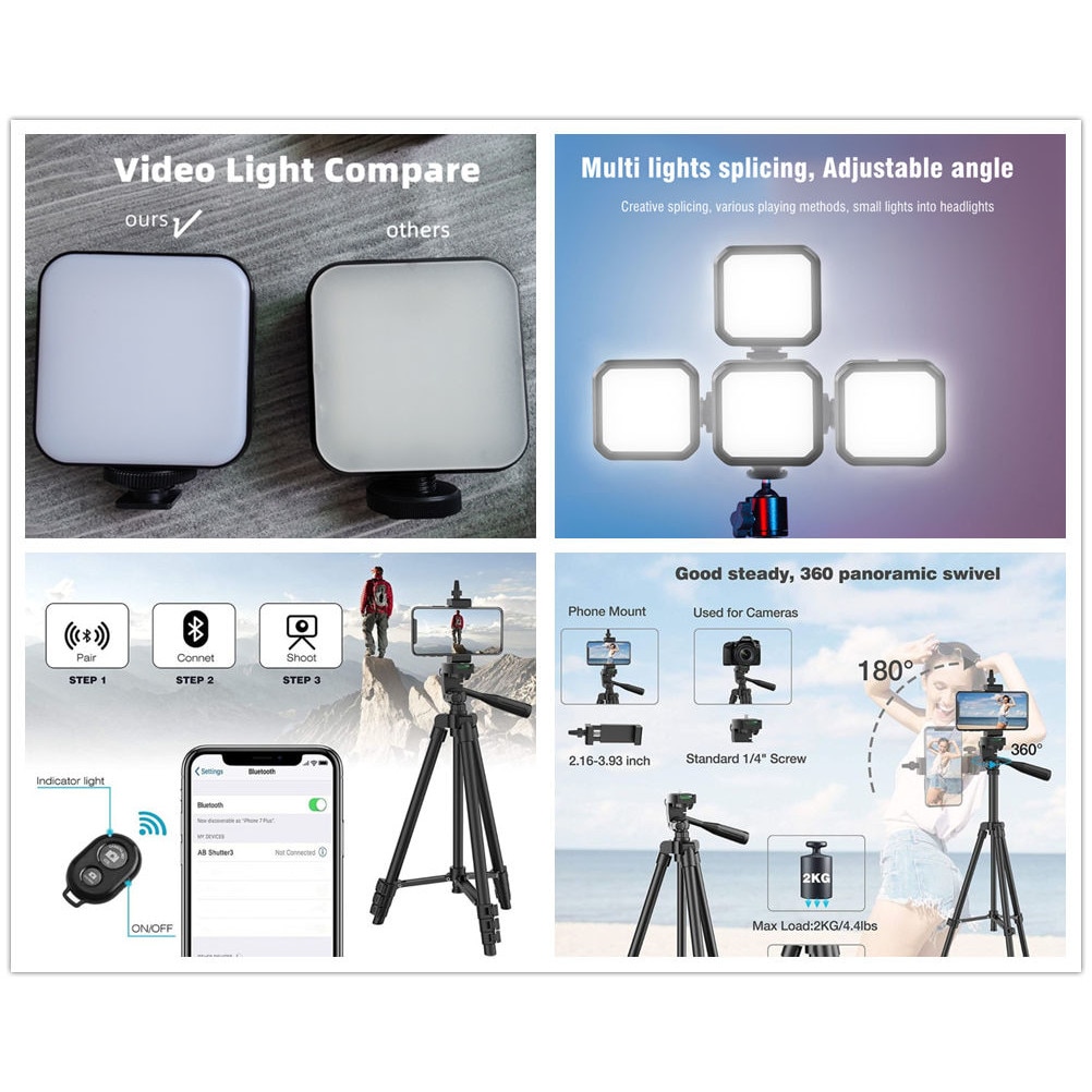 Set accesorii fotografice, WALALLA, cu telecomanda, microfon, lumina ...