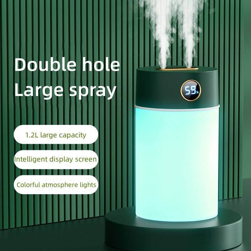 Umidificator de camera, Duza dubla, 1200ml, Afisaj inteligent, 4 tuburi ...