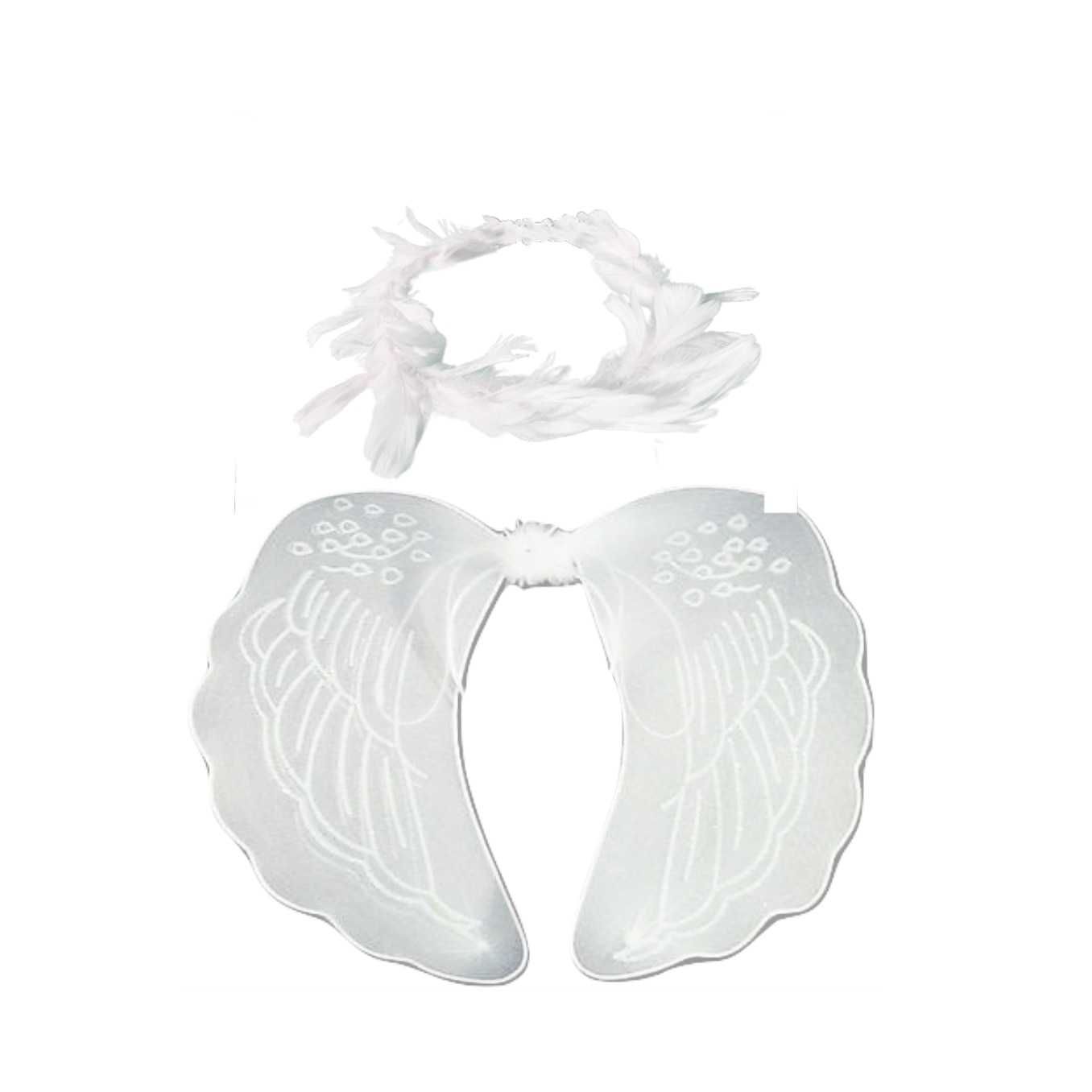 Set accesorii aripi si coronita cu lumini pentru ingeras, 2 piese, alb ...