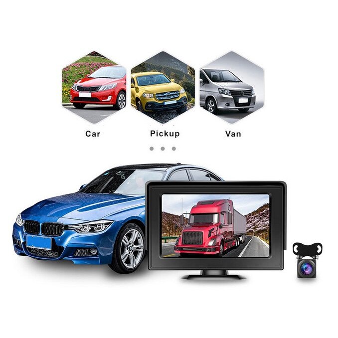 Monitor Auto 4, 3 inch camera cu 4 pini ajutor pentru marsarier cu ...