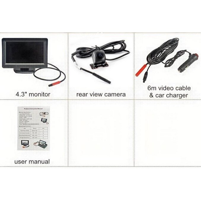 Monitor Auto 4, 3 inch camera cu 4 pini ajutor pentru marsarier cu ...