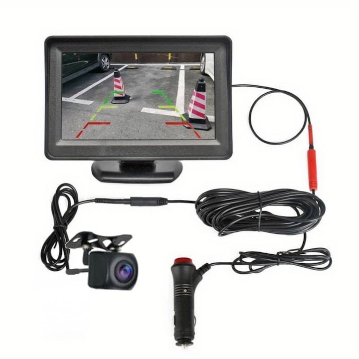 Monitor Auto 4, 3 inch camera cu 4 pini ajutor pentru marsarier cu ...
