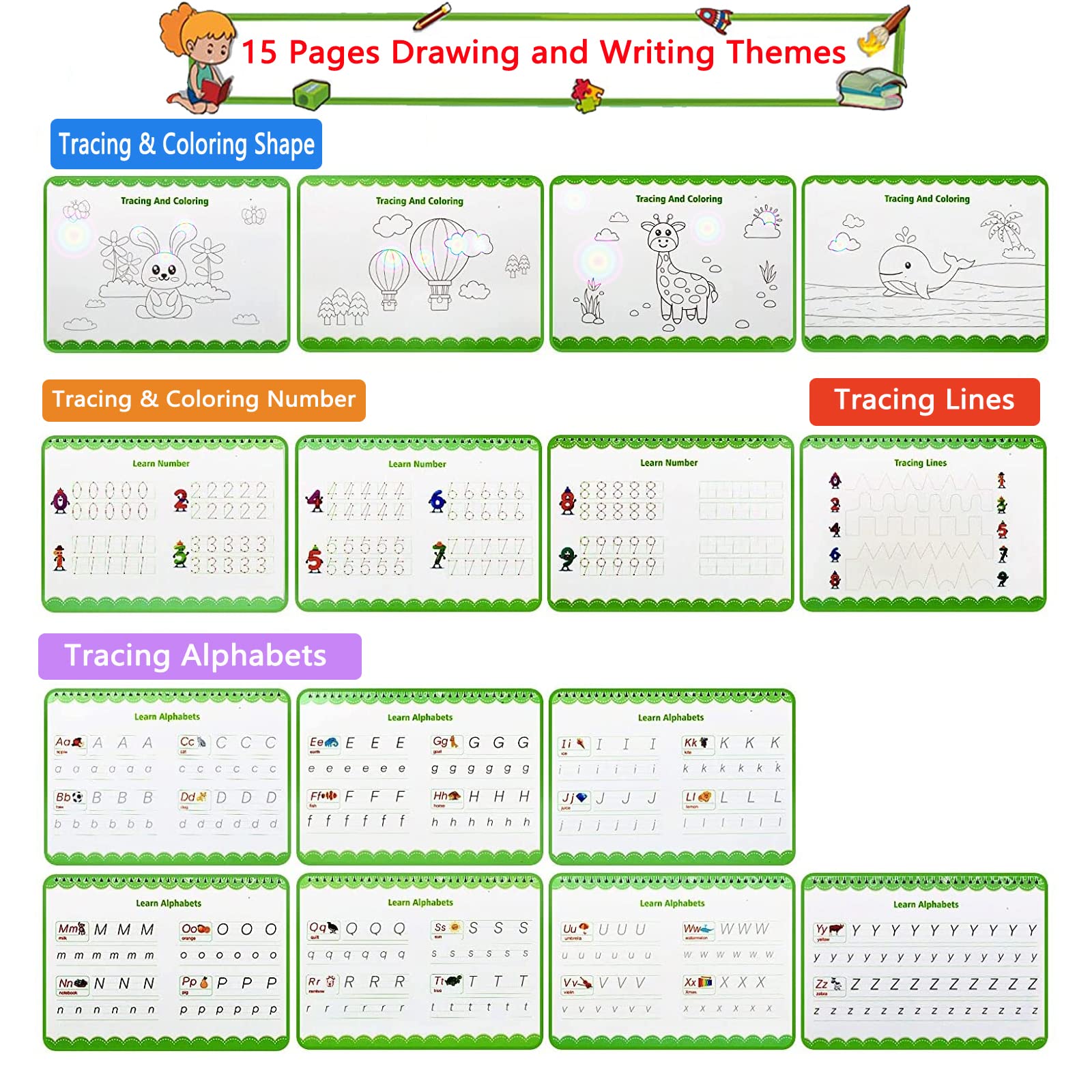 Carte cu 15 teme pentru copii, WALALLA, 3-6 ani, Multicolor - eMAG.ro