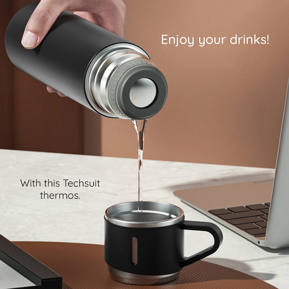 Set termos cu 2 cani, TECHSUIT, Otel Inoxidabil si Silicon, 500 ml ...