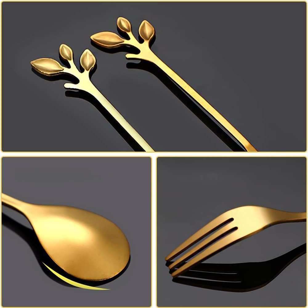 Set 12 tacamuri pentru desert, LLWL, Inox, Auriu - eMAG.ro