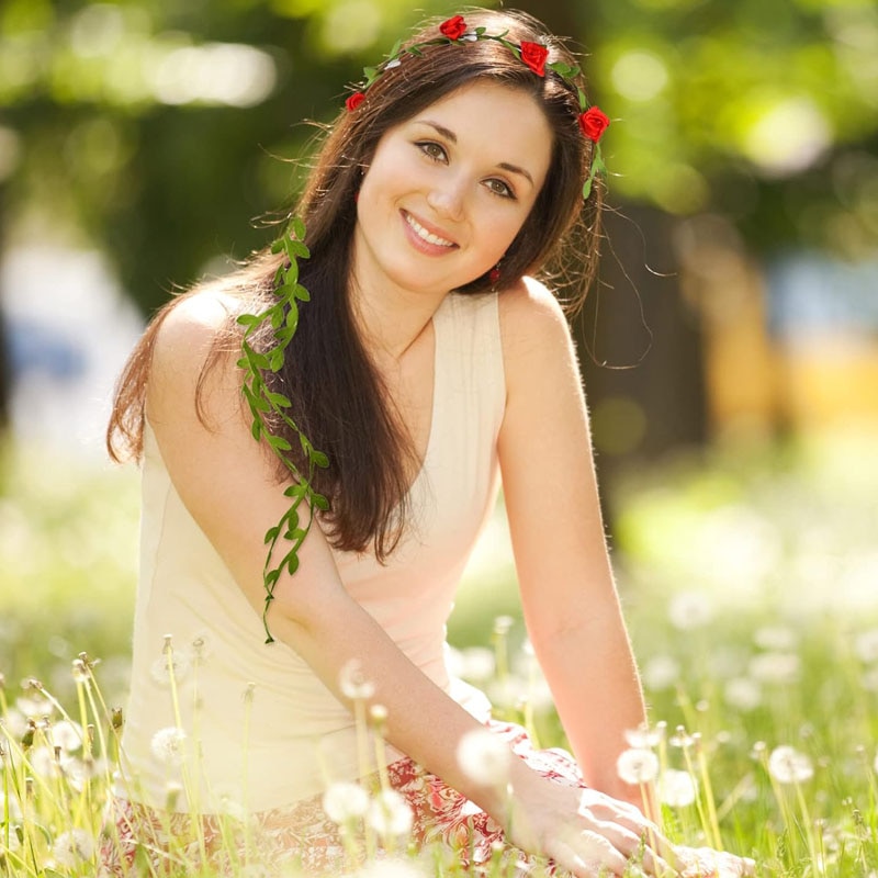 Coronita de flori pentru par, LLWL, Plastic / Rasina, 18 cm, Rosu ...