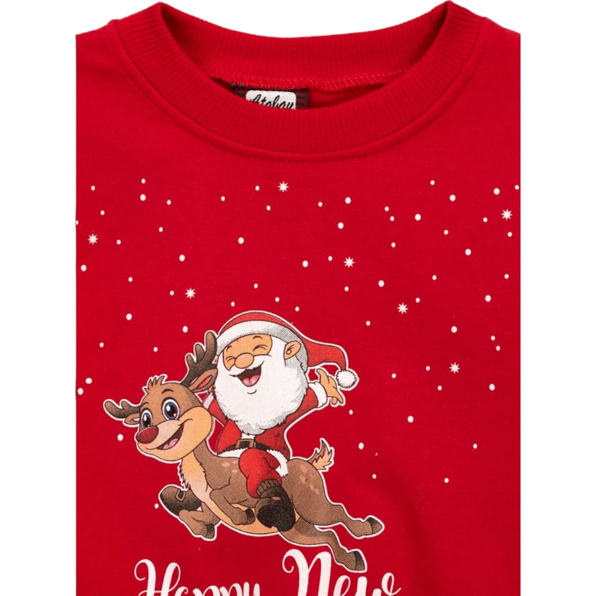 Bluza cu tematica HAPPY NEW YEAR pentru copii, ERAKIDS, imprimeu "Mos Craciun", bumbac, Rosu ...
