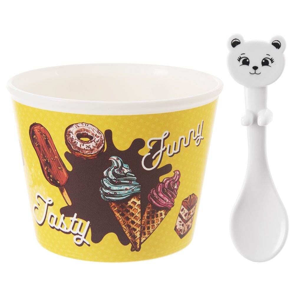 Set 4 Cupe De Desert Cu Lingurite, Orion, Capacitate 280 ml, 9x7x20.5 ...