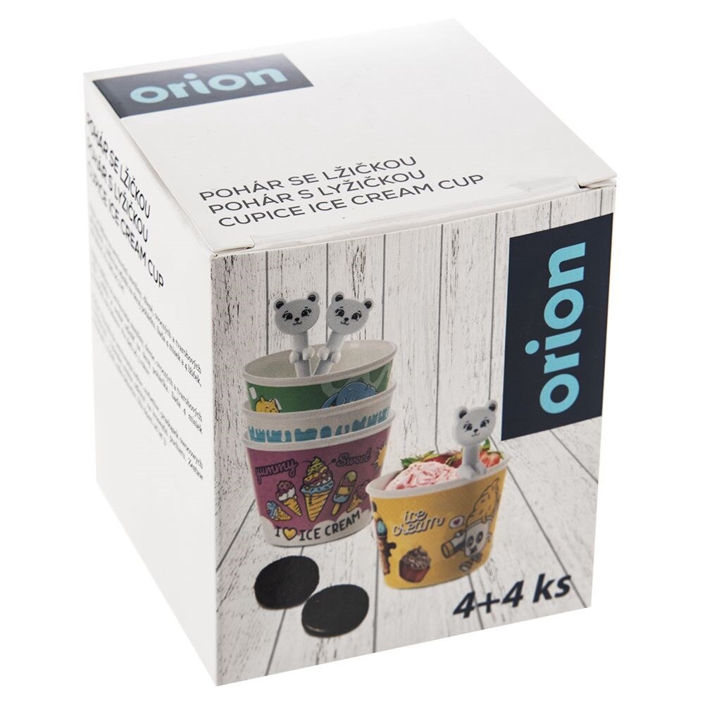 Set 4 Cupe De Desert Cu Lingurite, Orion, Capacitate 280 ml, 9x7x20.5 ...