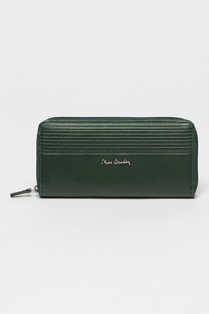 Pierre Cardin, Portofel de piele cu fermoar, Verde inchis - eMAG.ro