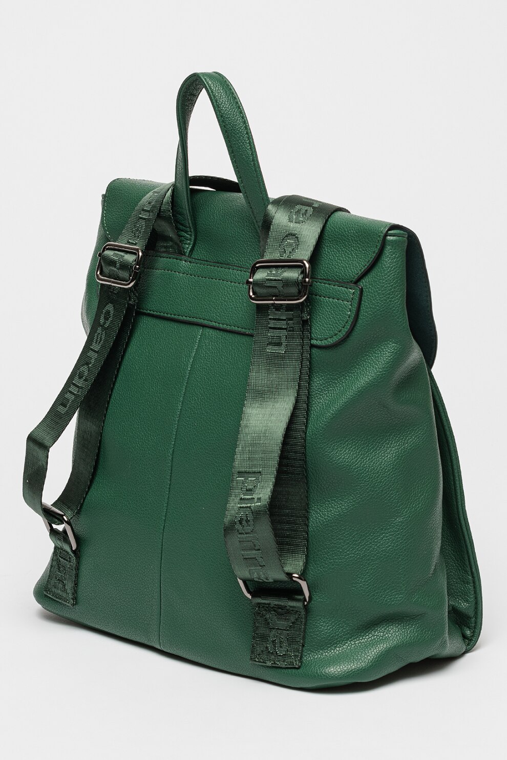 Pierre Cardin, Rucsac de piele ecologica cu clapa, Verde - eMAG.ro