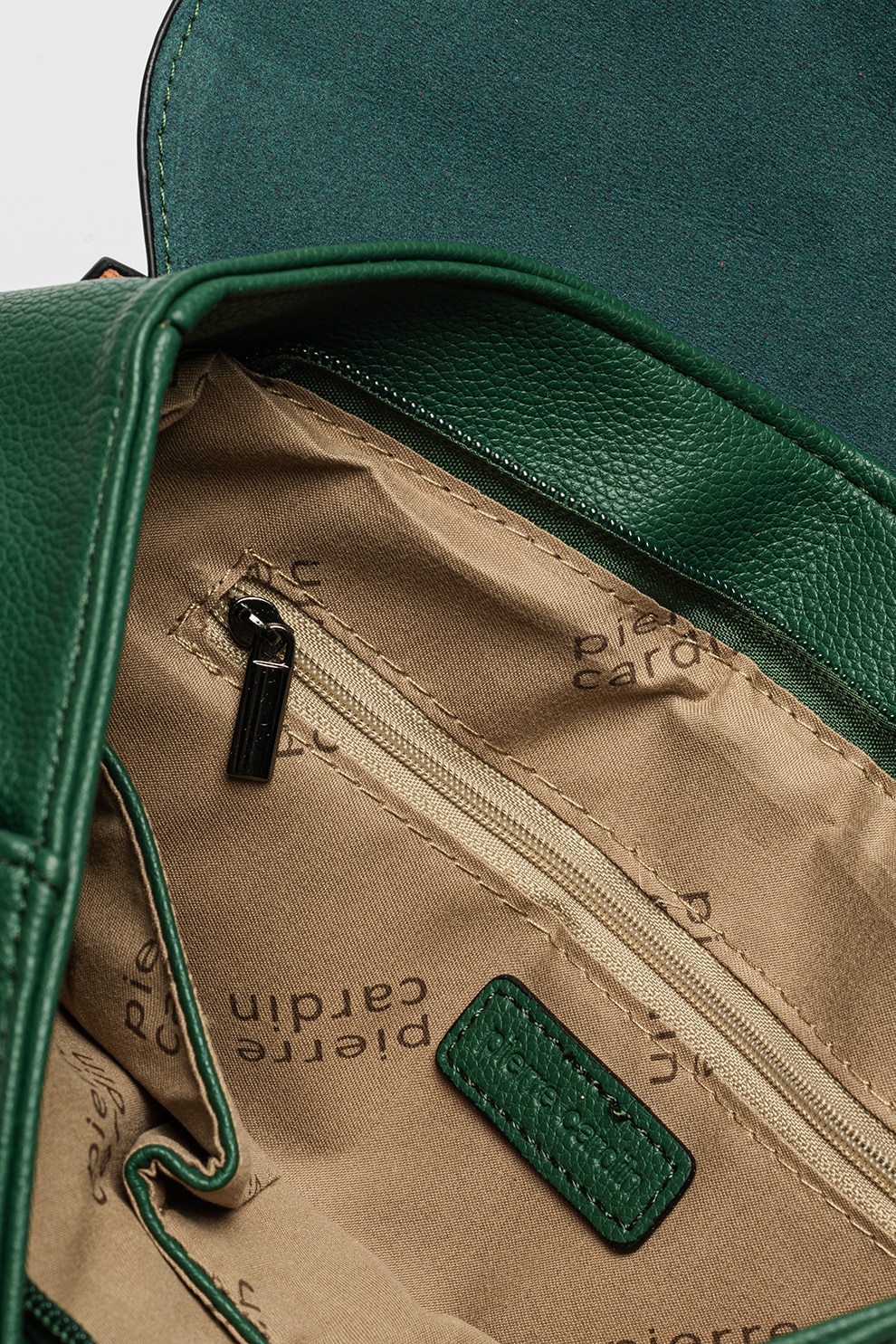 Pierre Cardin, Rucsac de piele ecologica cu clapa, Verde - eMAG.ro