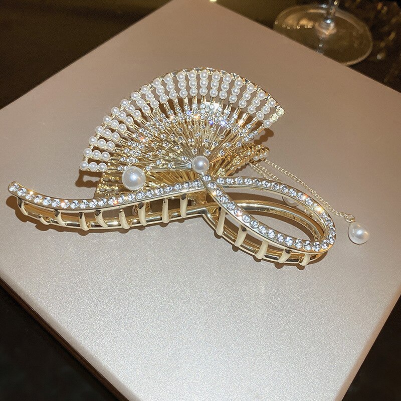 Clema par, Metal/Cristale/Perle, 6x11 cm, Auriu - eMAG.ro